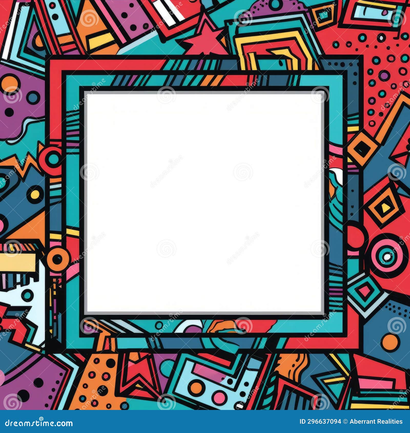 Colorful Abstract Background with a Square Frame Stock Illustration ...