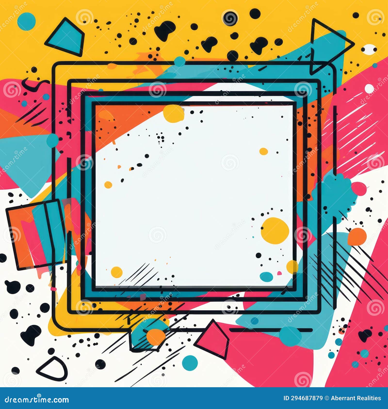 Colorful Abstract Background with a Square Frame Stock Illustration ...