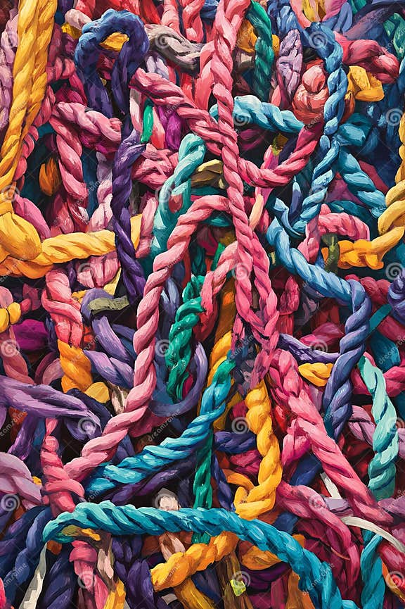 Colorful Abstract Background with Twisted Multicolored Ropes in a ...