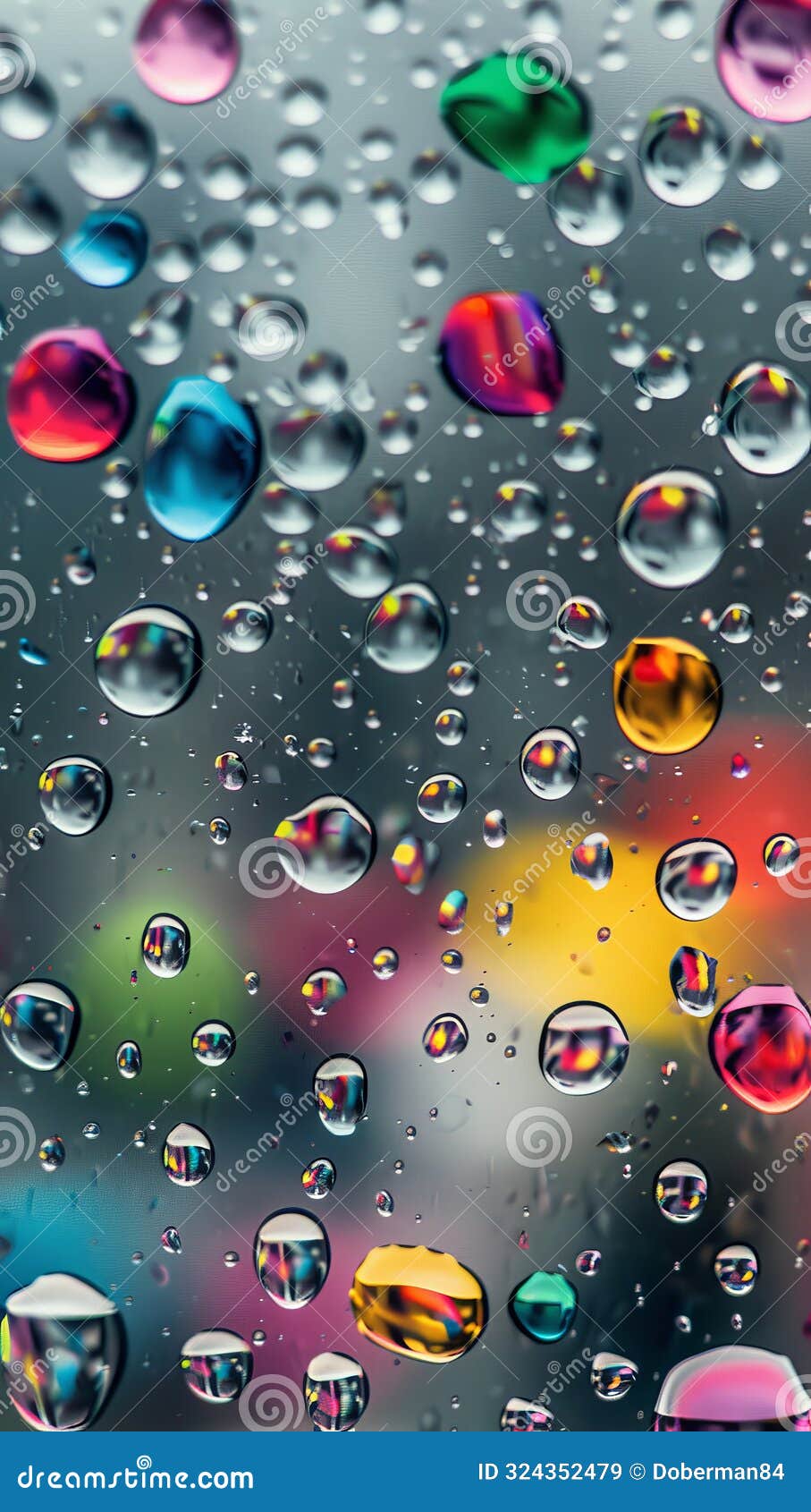 Colorful Abstract Background with Water Drops and Blurred Objects Stock ...