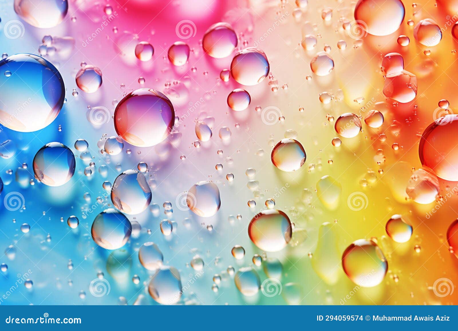 Colorful Abstract Background with Water Drops on Water Surface, Close ...