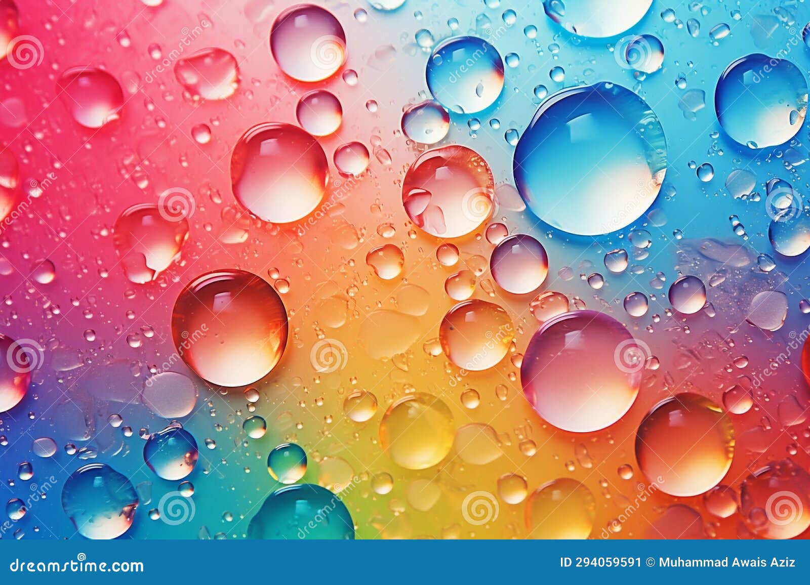 Colorful Abstract Background with Water Drops on Water Surface, Close ...