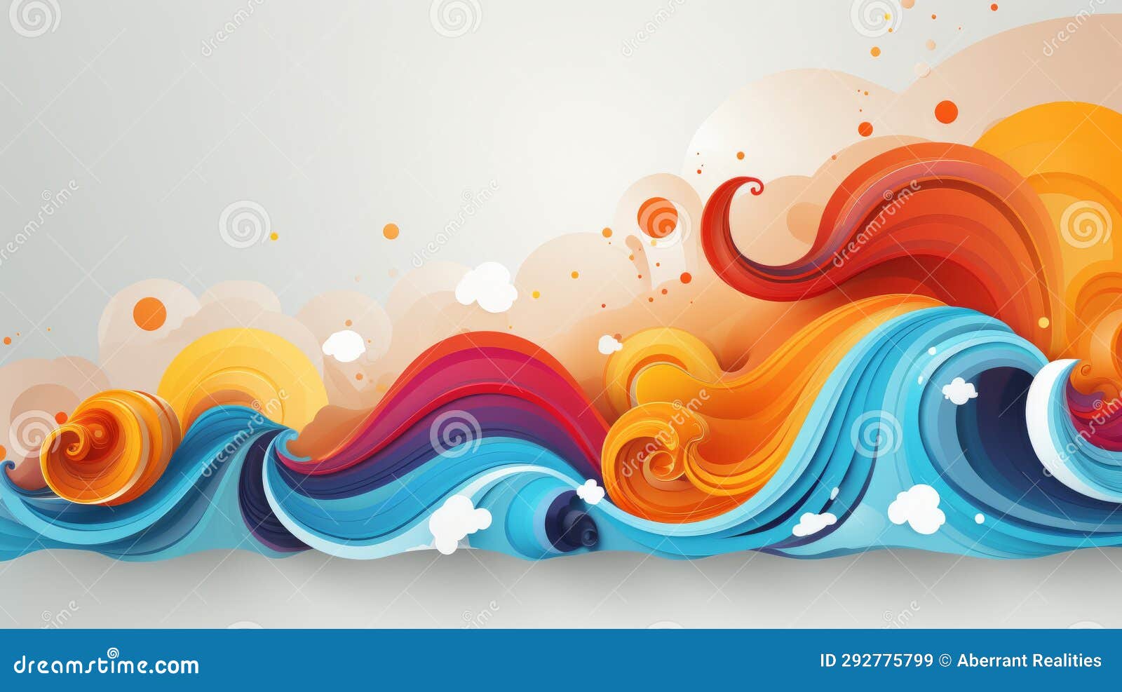 Colorful Abstract Background with Waves and Bubbles Stock Illustration ...