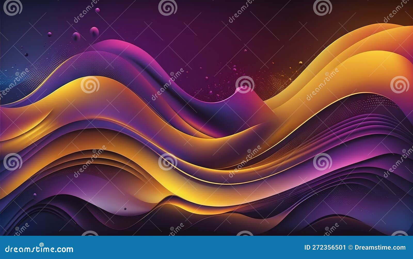 A Colorful Abstract Background with Wavy Lines and Bubbles on a Dark ...