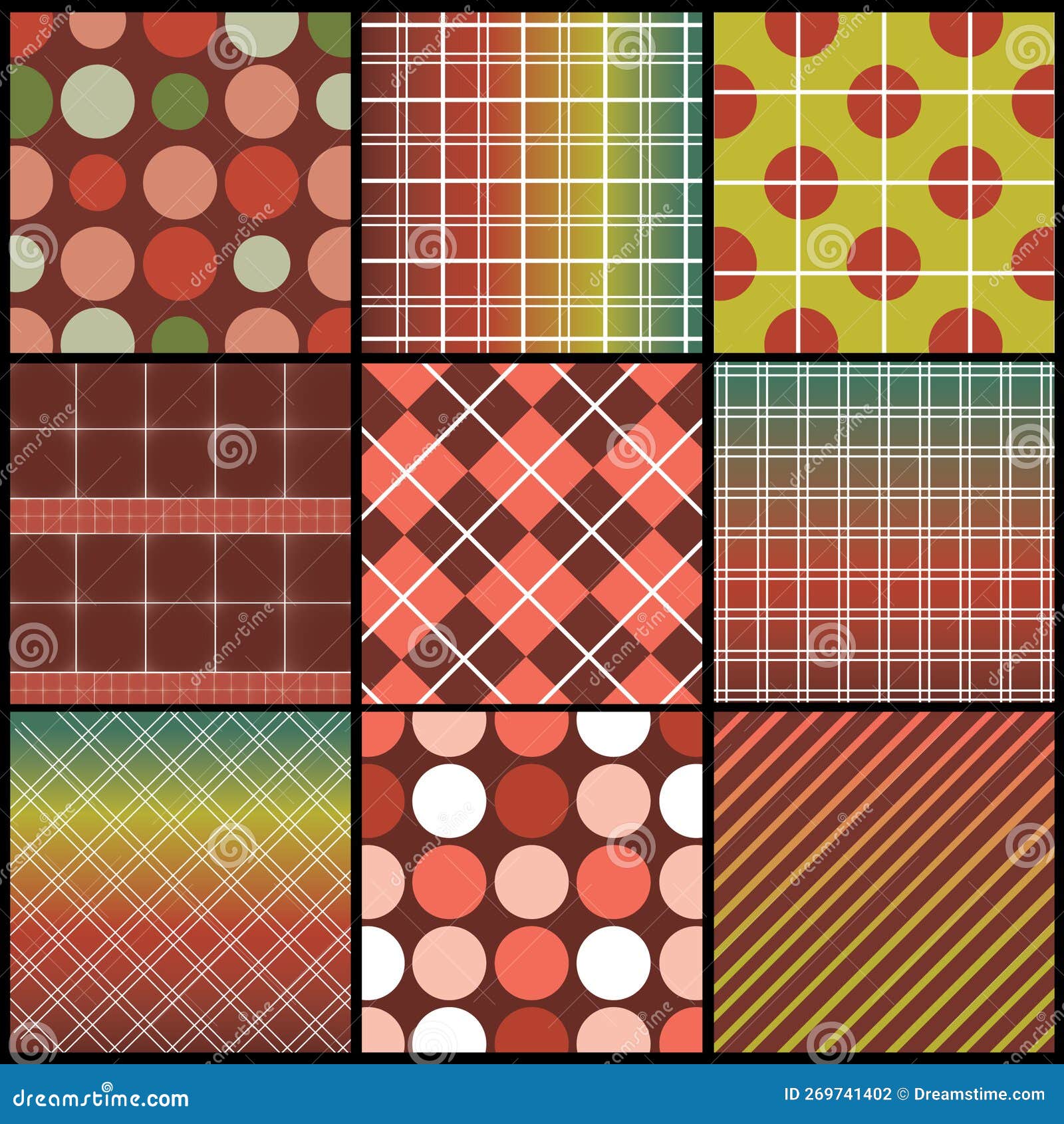 Set of Nine Retro Style Colorful Abstract Backgrounds Stock Vector ...