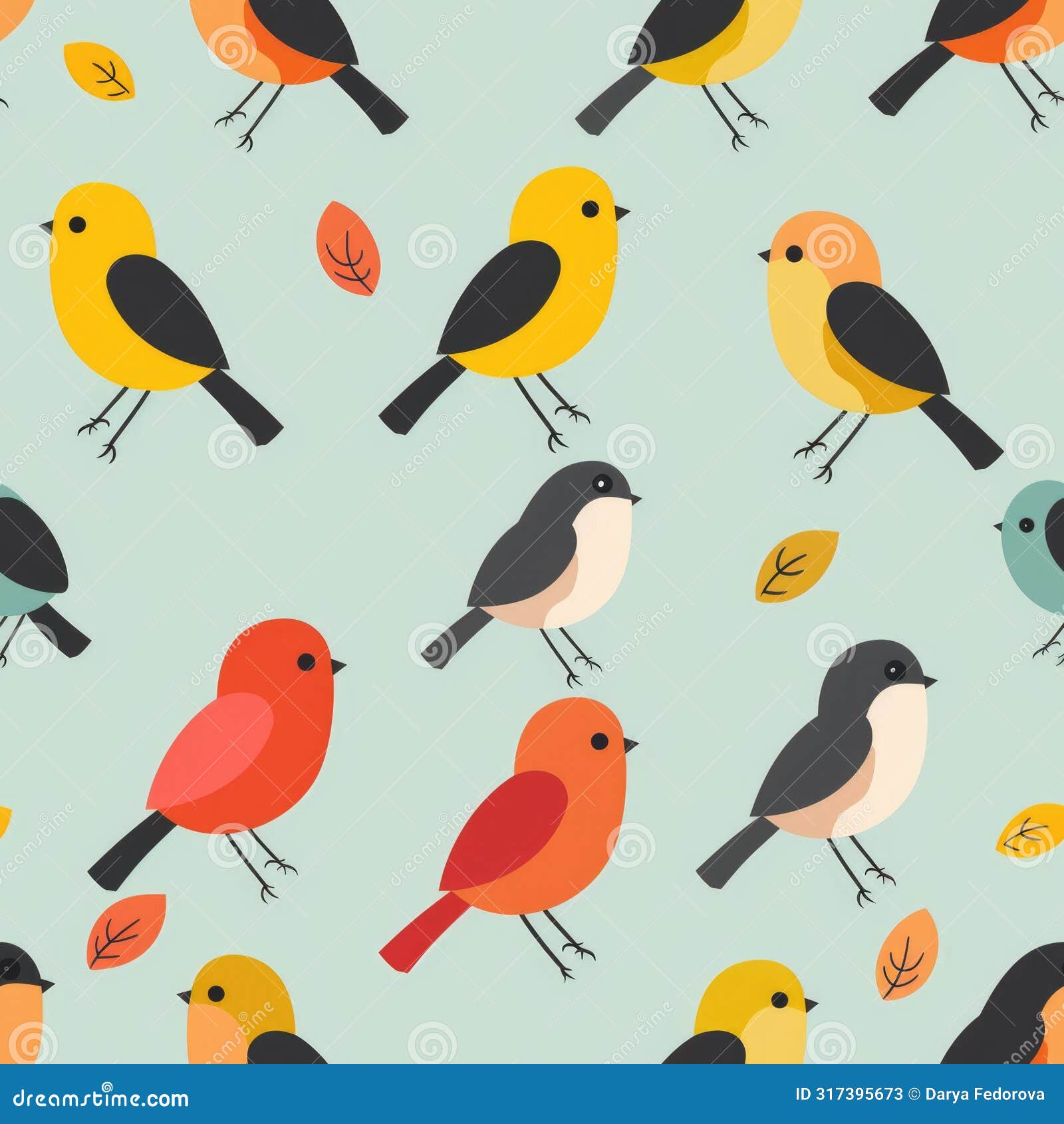 Colorful Abstract Birds and Floral Patterns Background Illustration ...