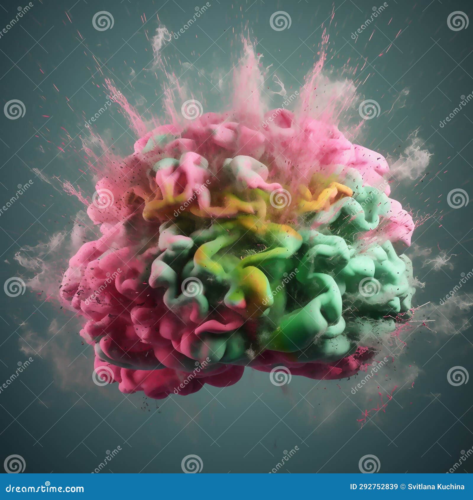 Colorful Abstract Brain Explosion Against Grey Background Stock Image ...