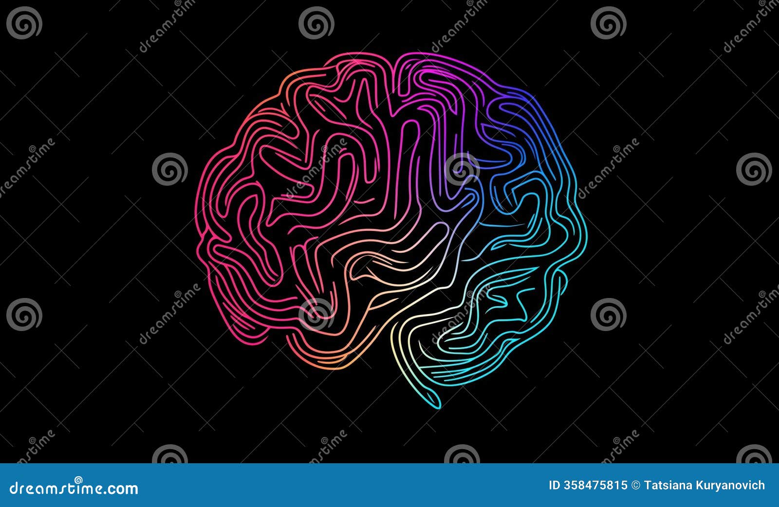 Colorful Abstract Brain Illustration with Intricate Line Patterns ...