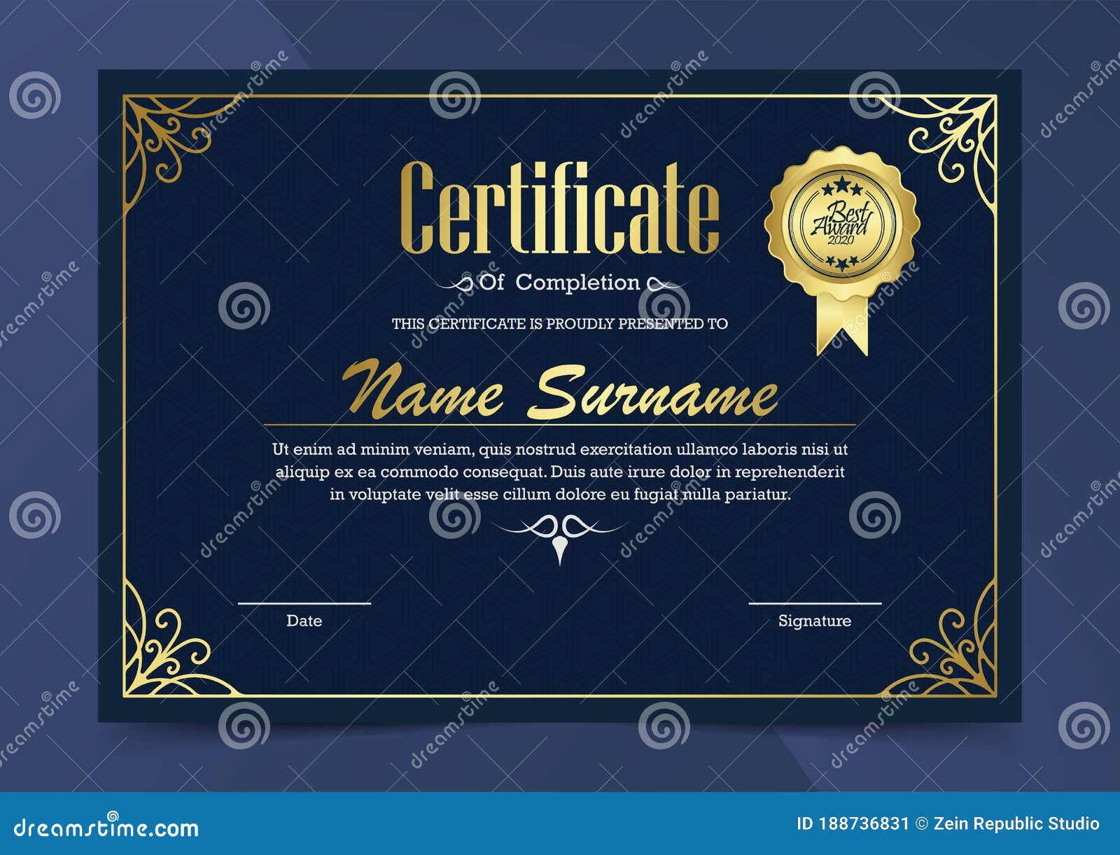 Colorful Award Certificate Template Stock Vector - Illustration of ...