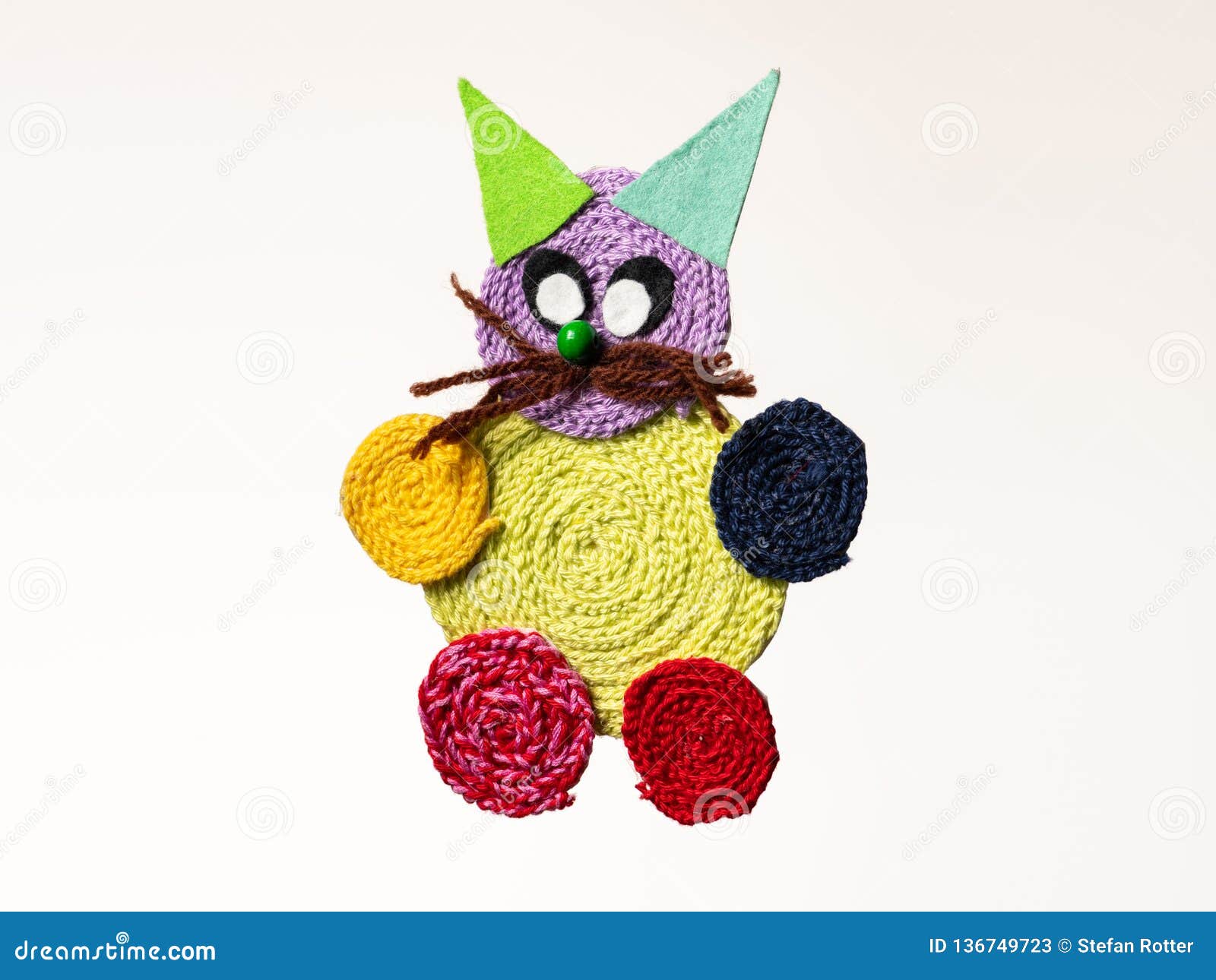 A Colorful Abstract Cat Made of Wool by a Child Stock Image - Image of ...