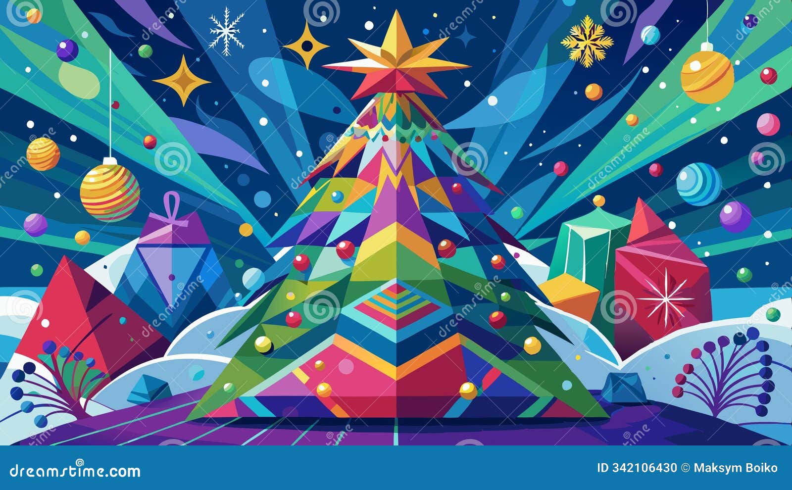 Colorful Abstract Christmas Tree Background Wallpaper Stock ...