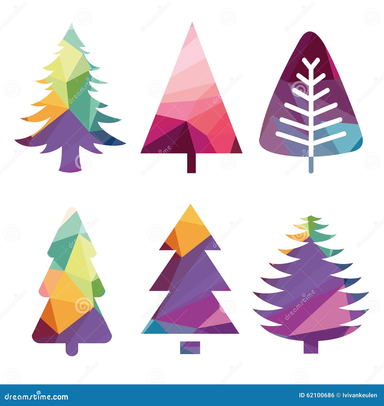 Colorful Abstract Christmas Trees Stock Vector - Illustration of white ...