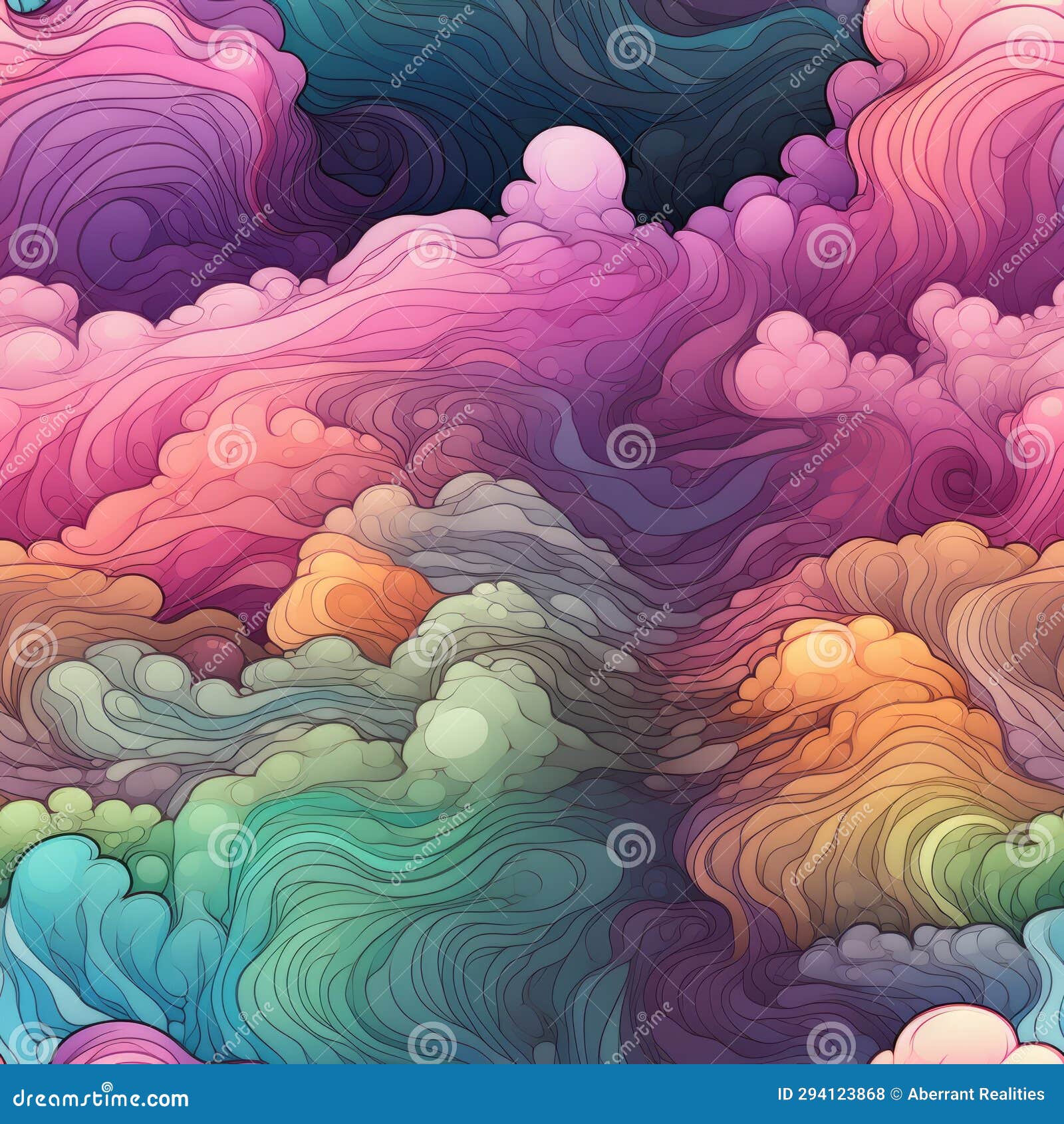 Colorful Abstract Clouds in the Sky Stock Illustration - Illustration ...