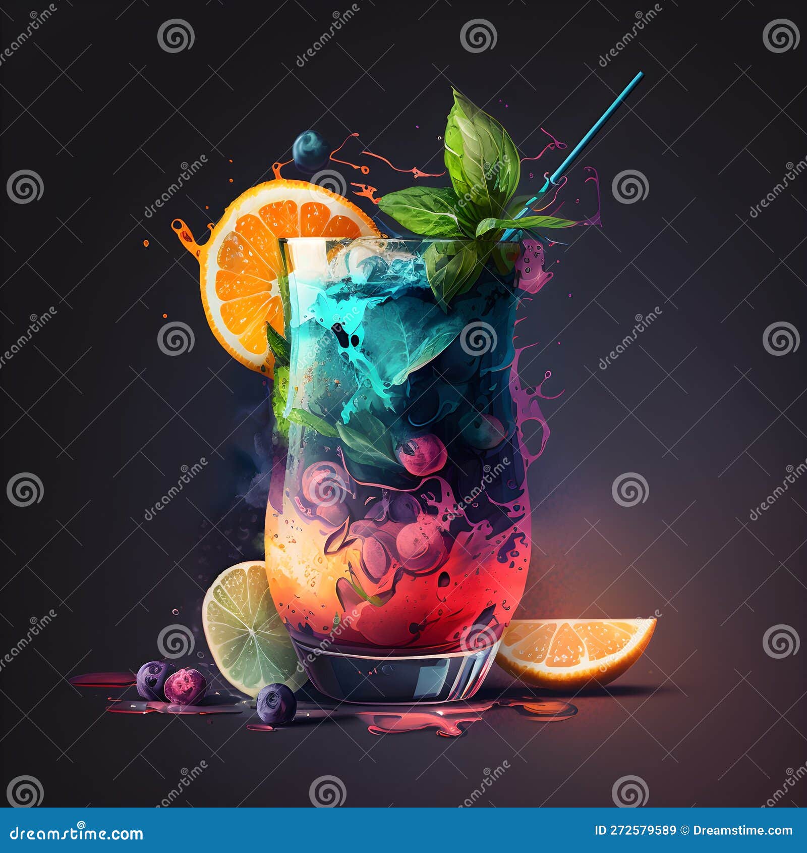 Colorful abstract cocktail stock illustration. Illustration of cubism ...