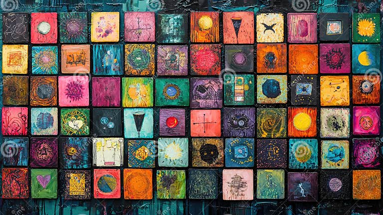 Colorful Abstract Collage of Squares with Various Patterns and Textures ...