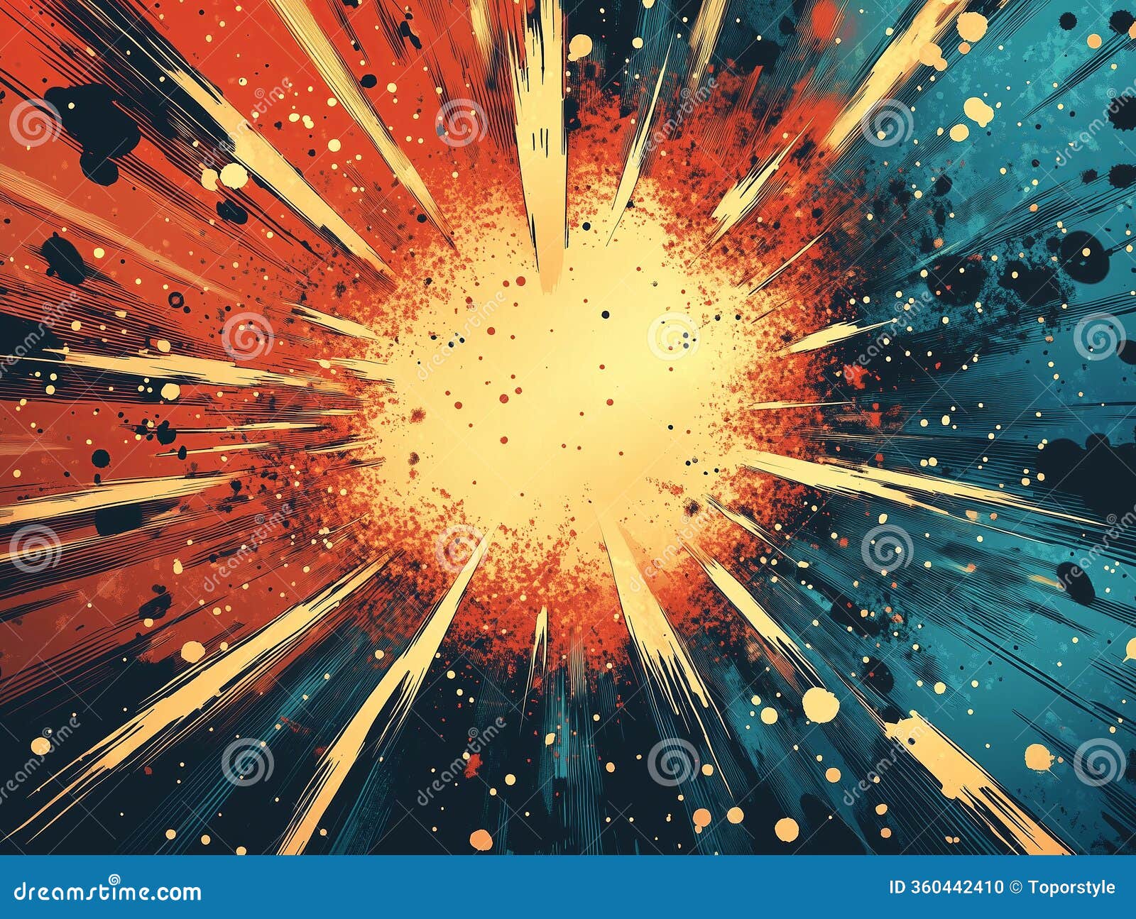 Abstract Comic Book Illustration Explosion, Burst Effect Background ...