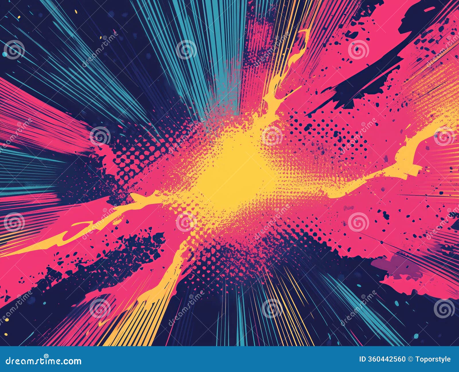 Abstract Comic Book Illustration Explosion, Burst Effect Background ...