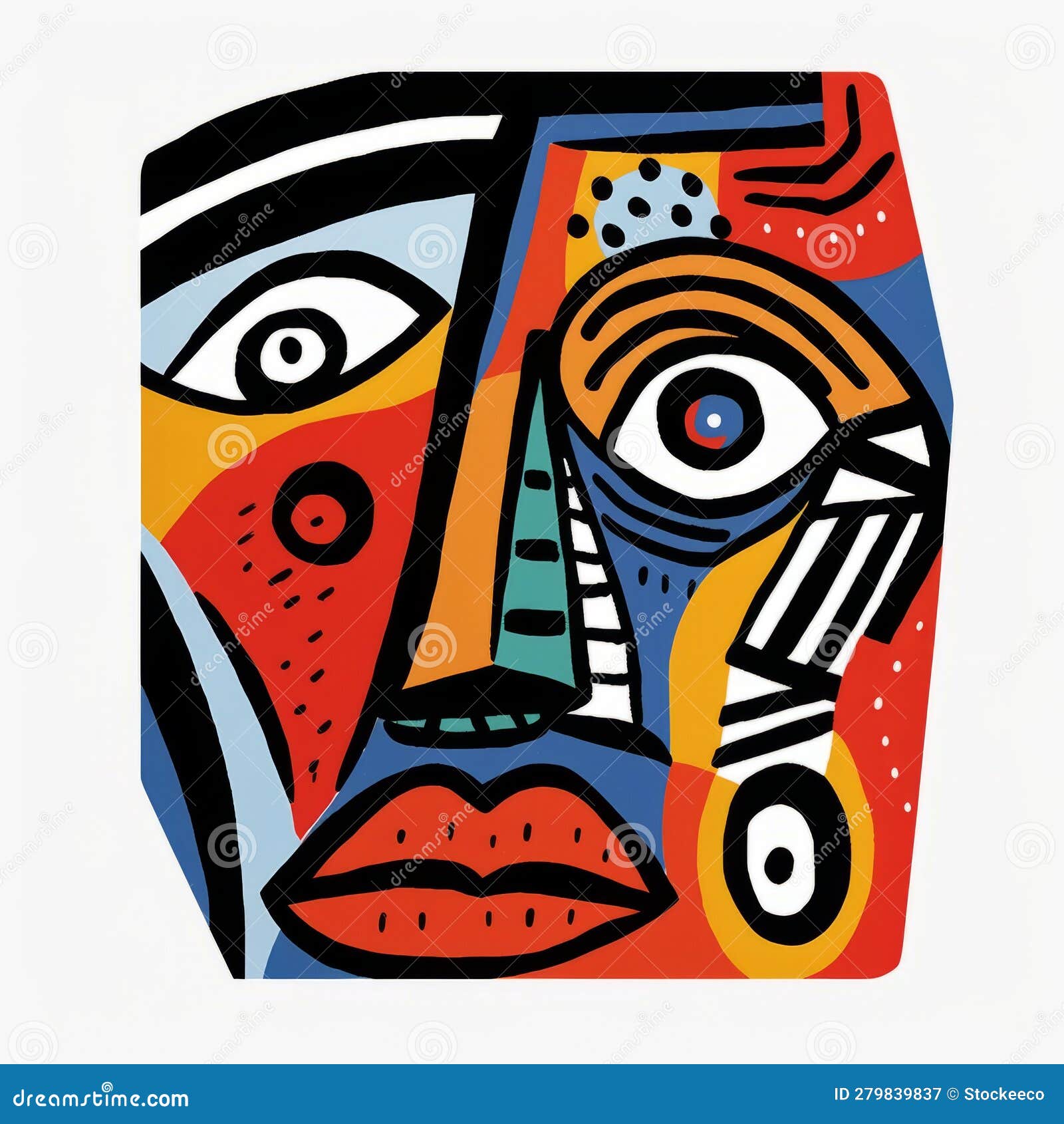 Colorful Abstract Constructivism Portrait with Strong Facial Expression ...