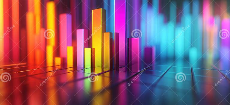 Colorful Abstract 3D Bar Graph Visualization with Vibrant Neon Colors ...
