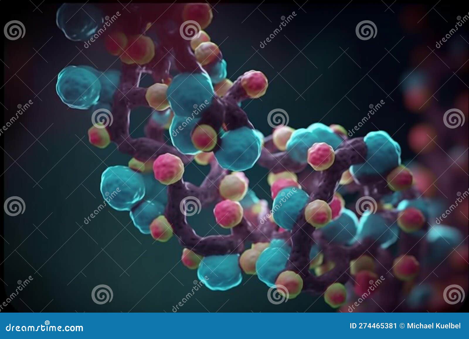 Abstract 3D Illustration Of Protein Biosynthesis Process In Microscopic ...