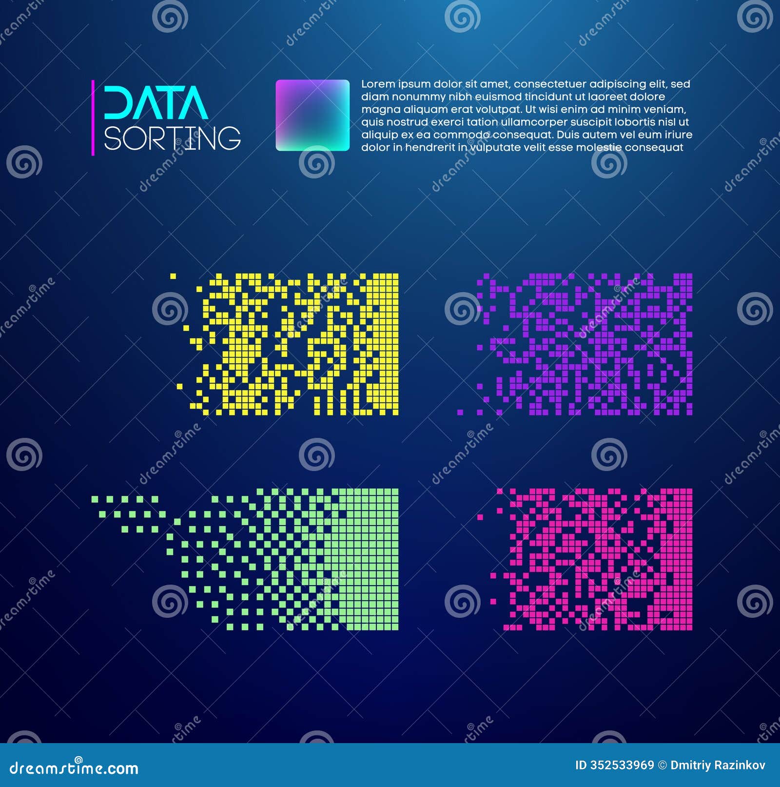 Colorful Abstract Data Sorting with Grid Patterns and Pixel Blocks ...