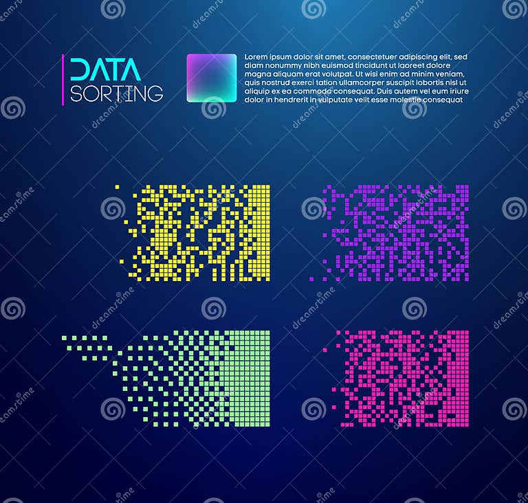 Colorful Abstract Data Sorting with Grid Patterns and Pixel Blocks ...
