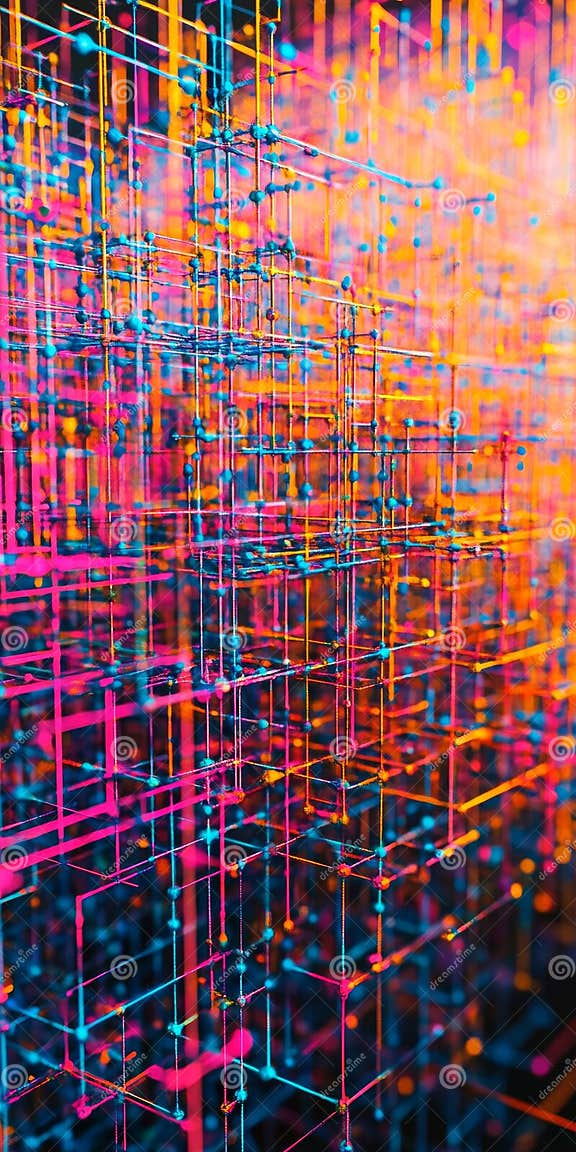 Colorful Abstract Data Structure Background with Vivid Lines and Points ...