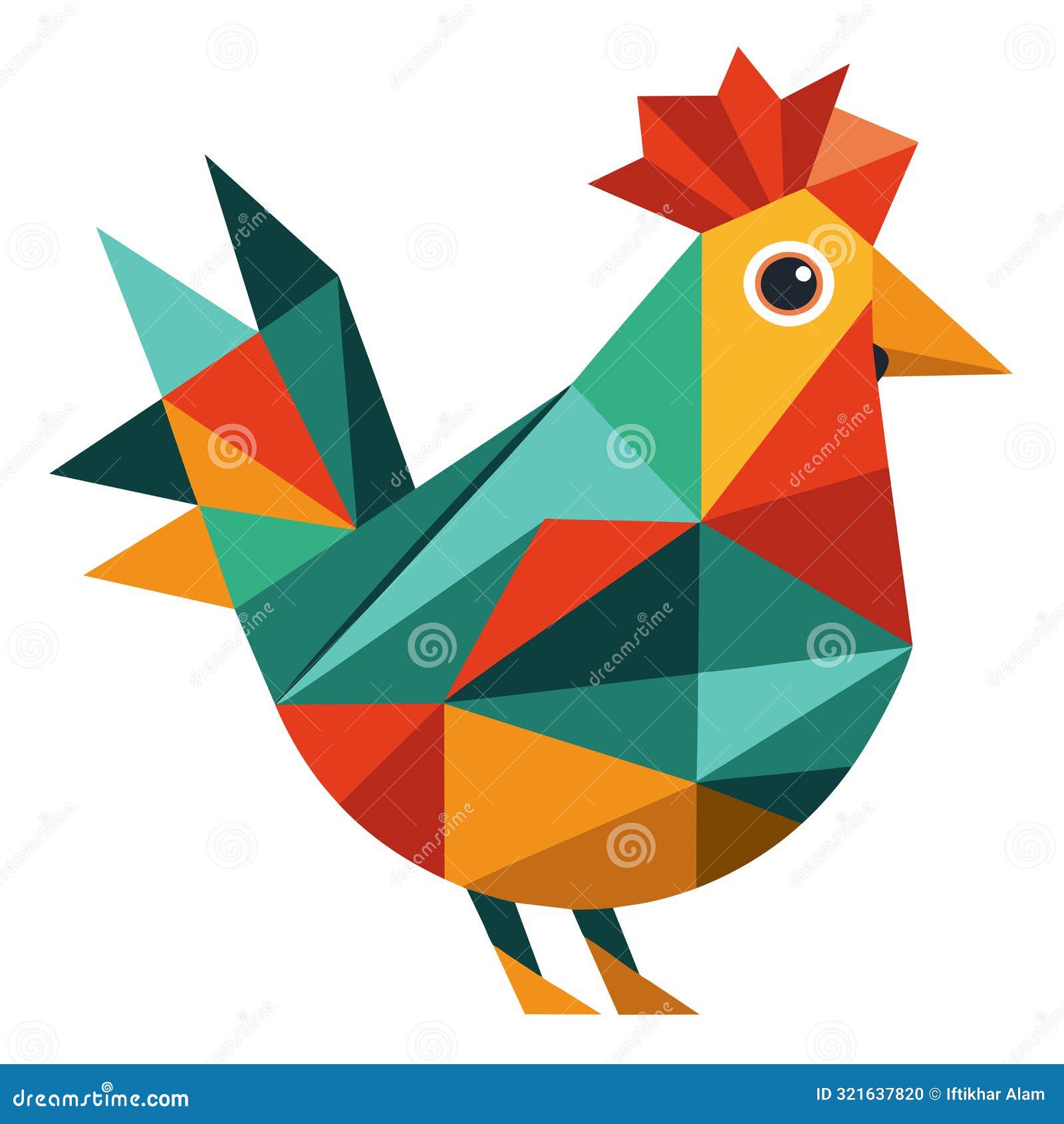A Colorful, Abstract Depiction of a Chicken, Created Using Geometric ...