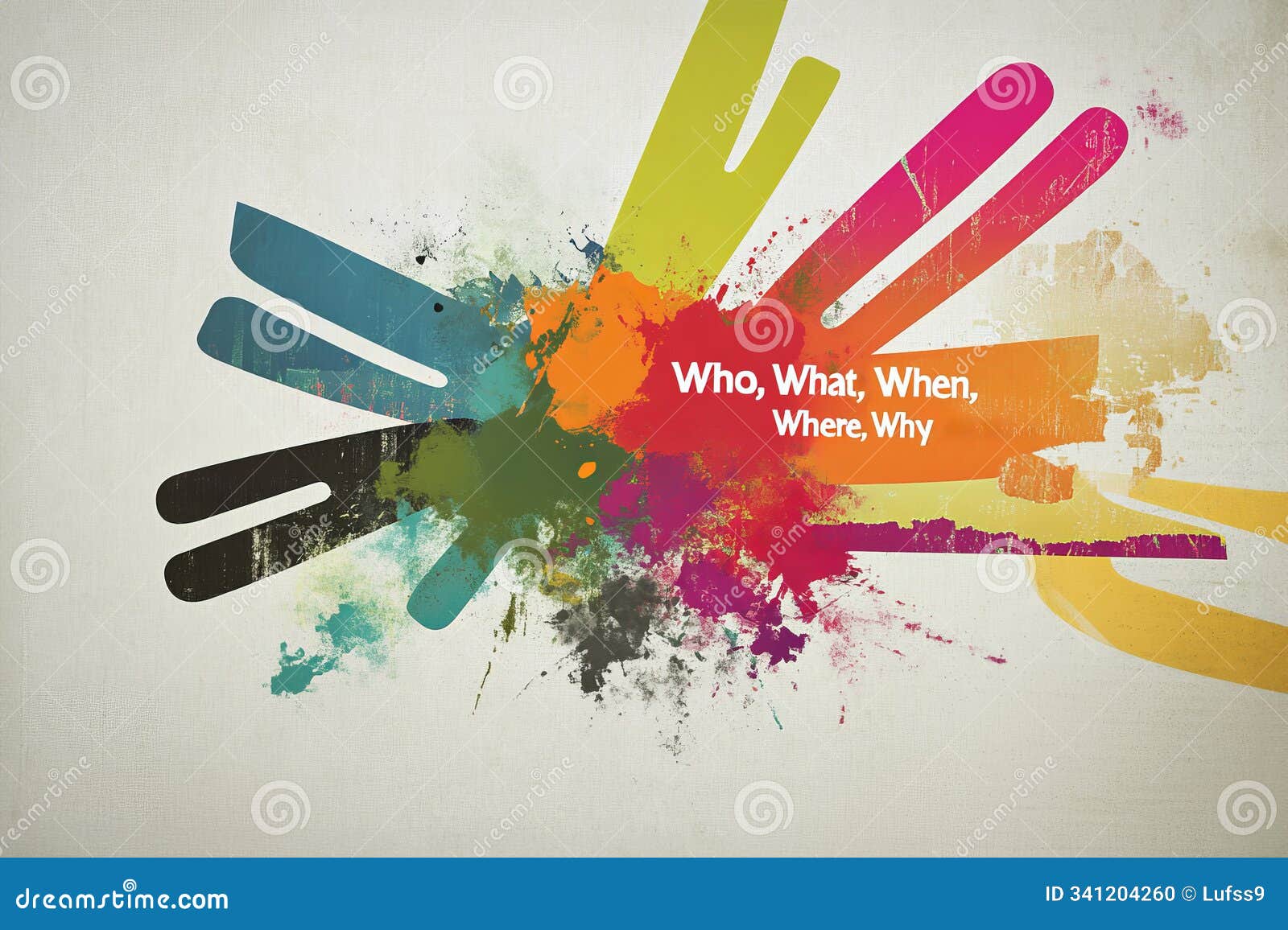 Colorful Abstract Design with Dynamic Paint Splashes and Text Elements ...