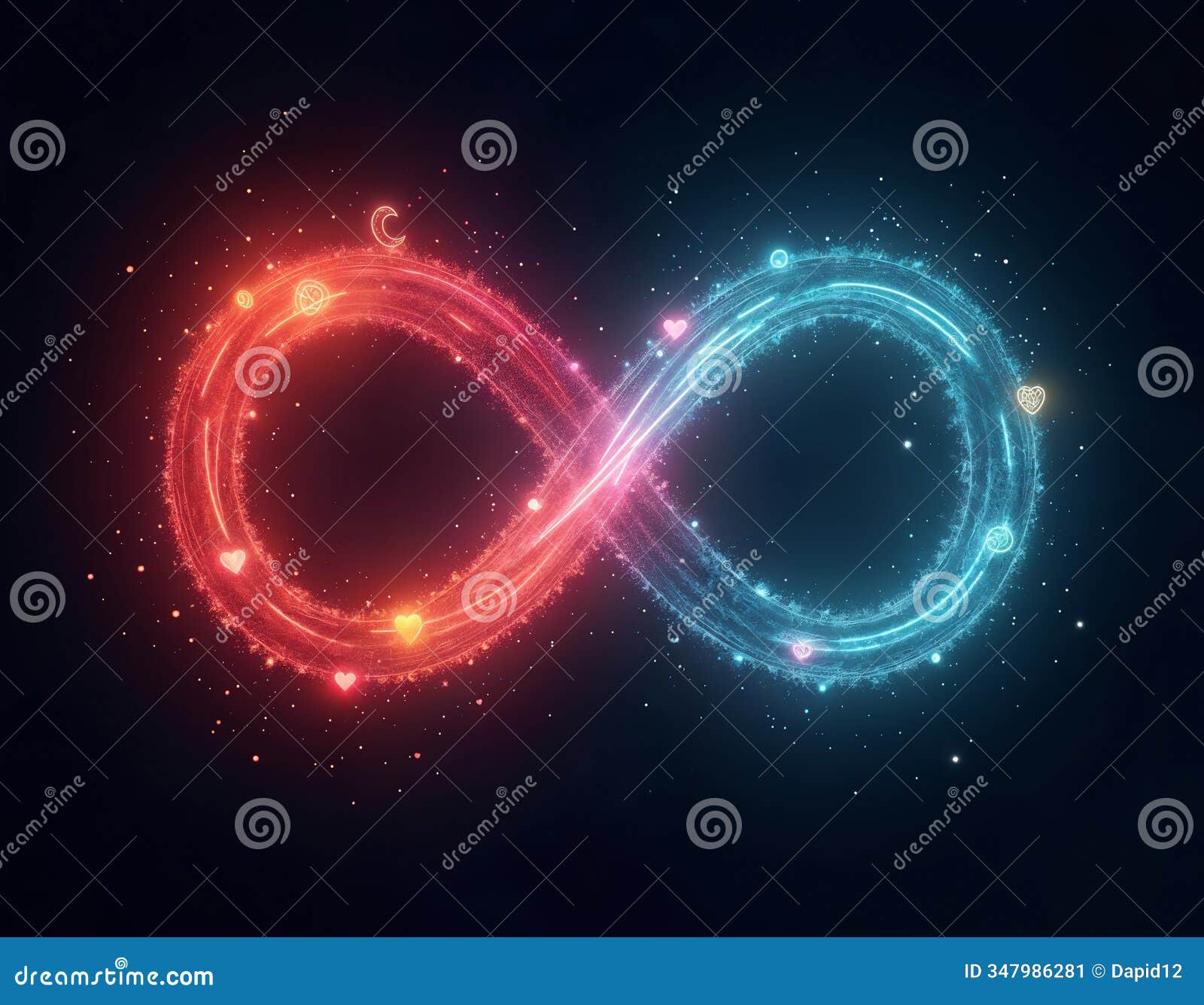 A Colorful Abstract Design with Glowing Light Trails of Infinity Loop ...