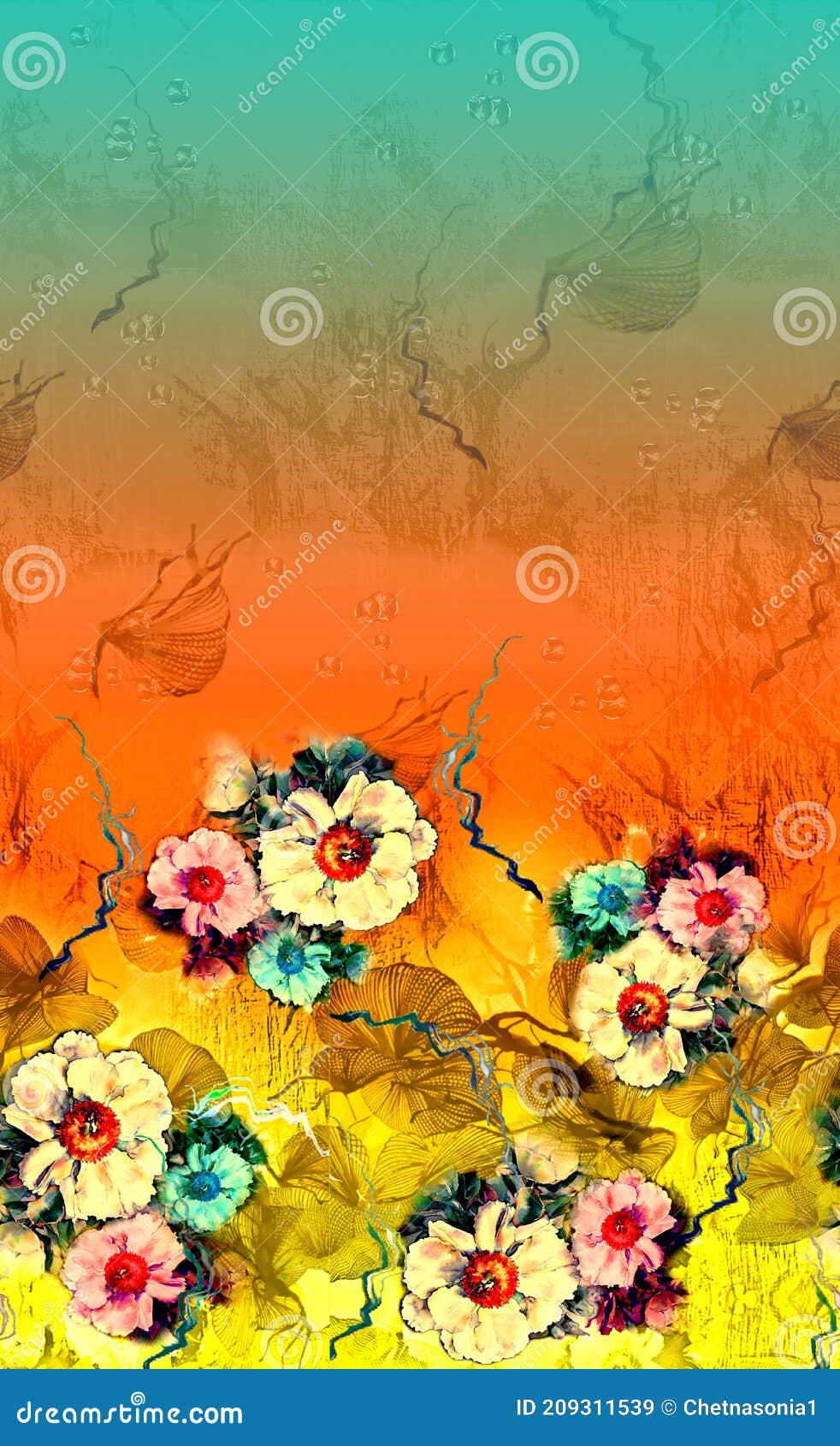 Colorful Abstract Digital Flower Design Background Stock Illustration ...