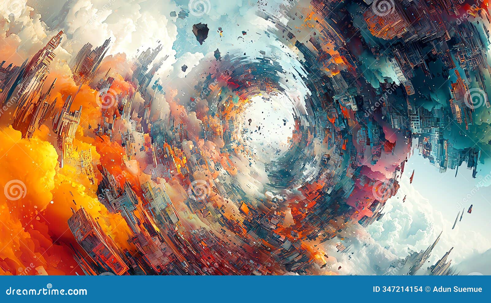 Colorful Abstract Digital Painting Depicting an Exploding Universe with ...