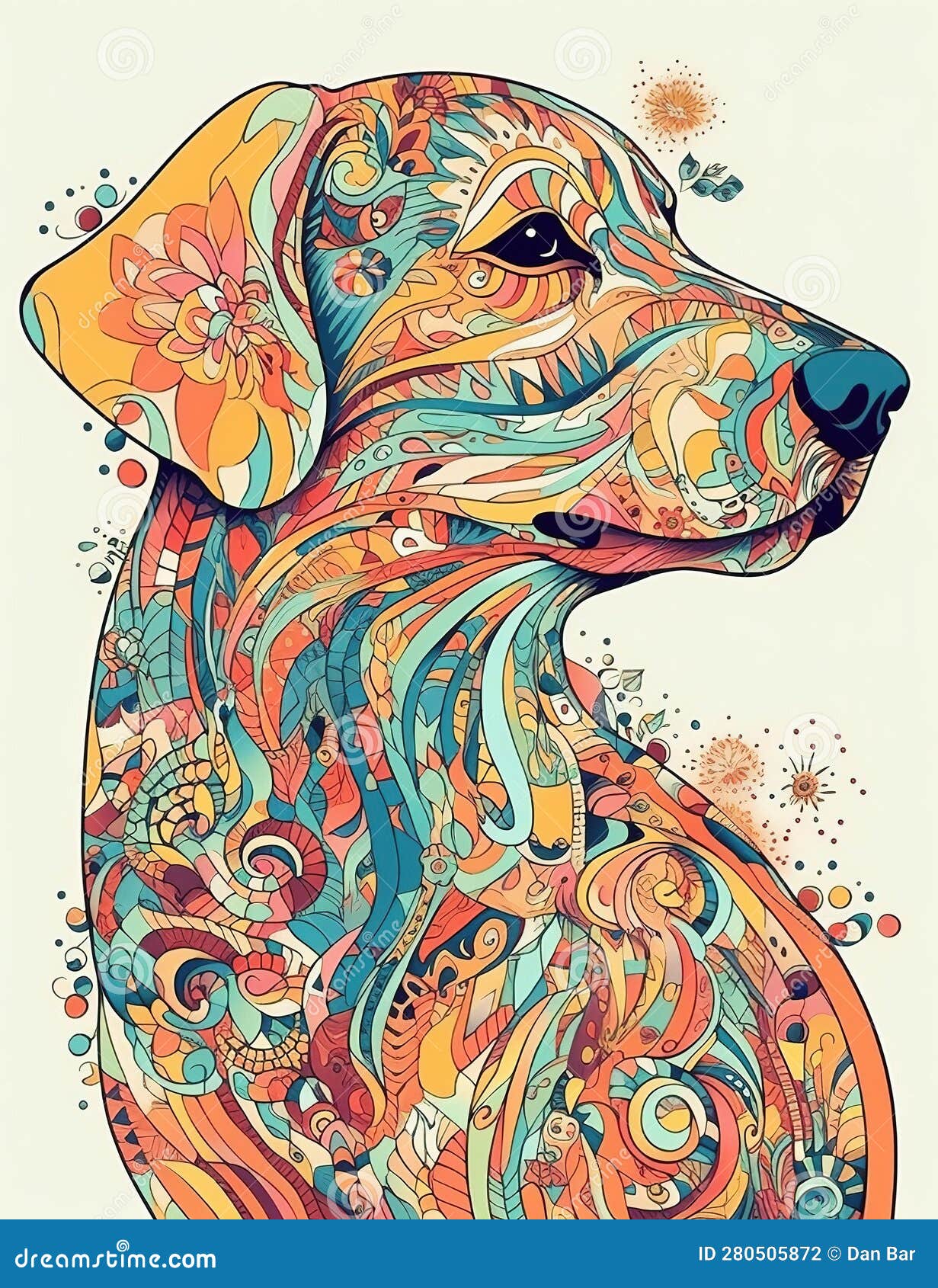 Colorful Abstract Dog Portrait. Generative Ai Stock Illustration ...