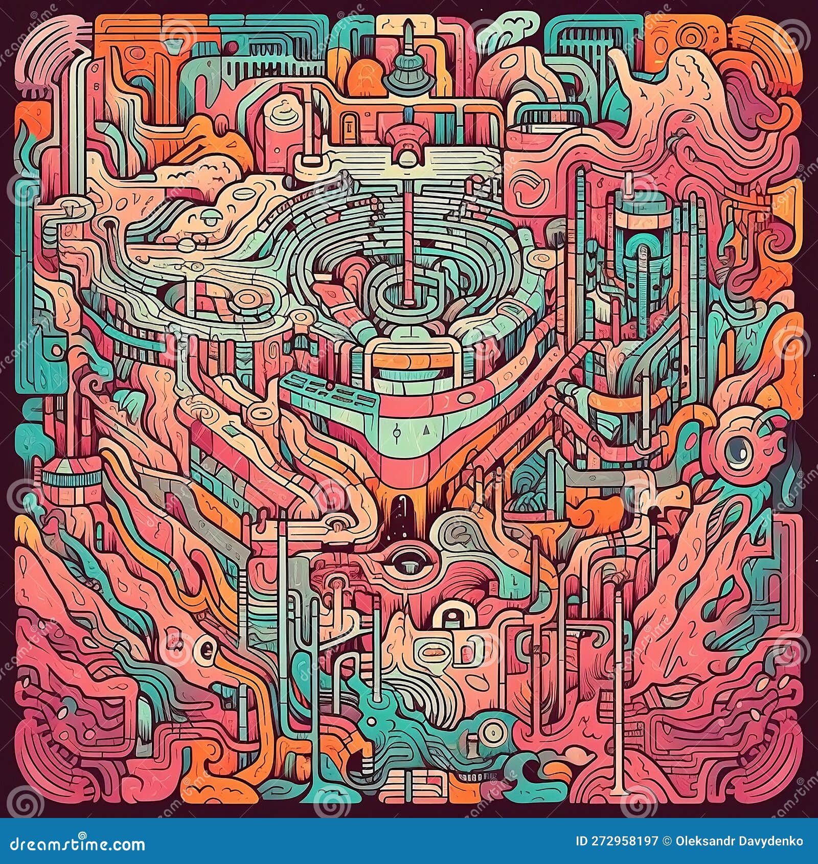 Colorful Abstract Doodle Pattern. Detailed Background with Lots of ...