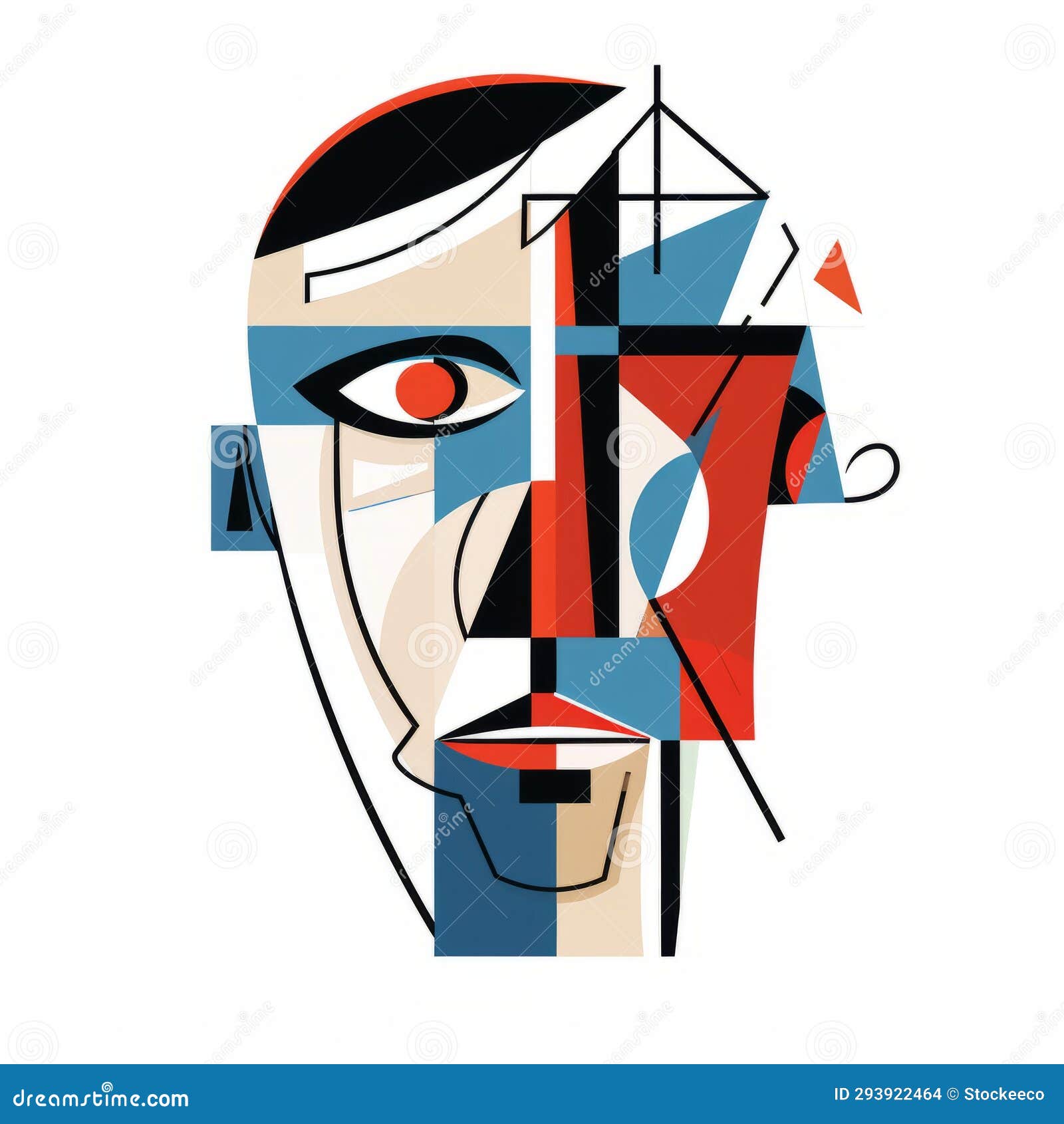 Colorful Abstract Face: Angular Cubism Inspired Illustration Stock ...