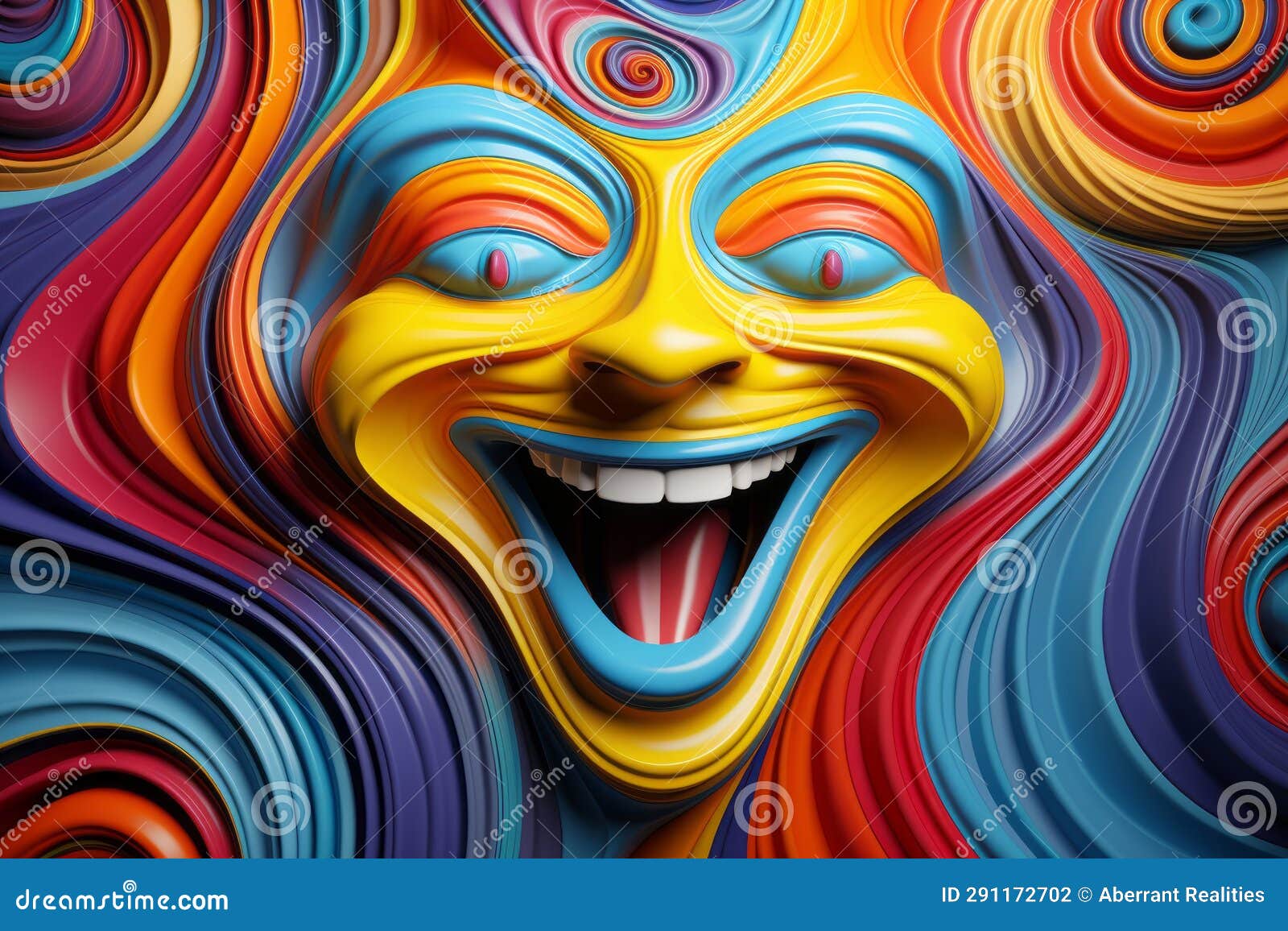 A Colorful Abstract Face with a Smile on it Stock Illustration ...