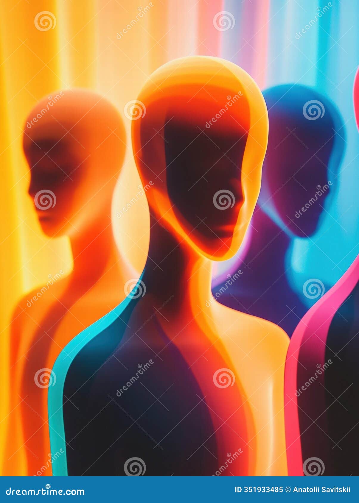 Abstract Faceless Avatars in Vibrant Colors with a Focus on Mock Up and ...