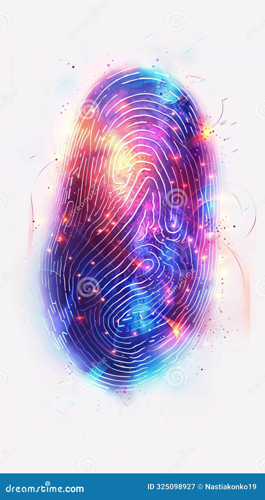 Colorful Abstract Fingerprint with Neon Lights Stock Image - Image of ...