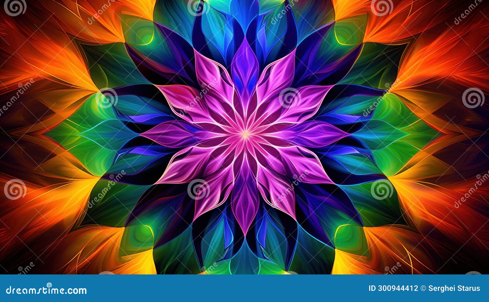 A Colorful Abstract Flower Design with a Bright Center, AI Stock Photo ...