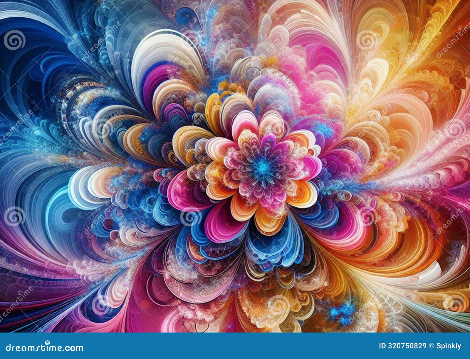 Colorful Abstract Flower Digital Art Background Computer Generated ...