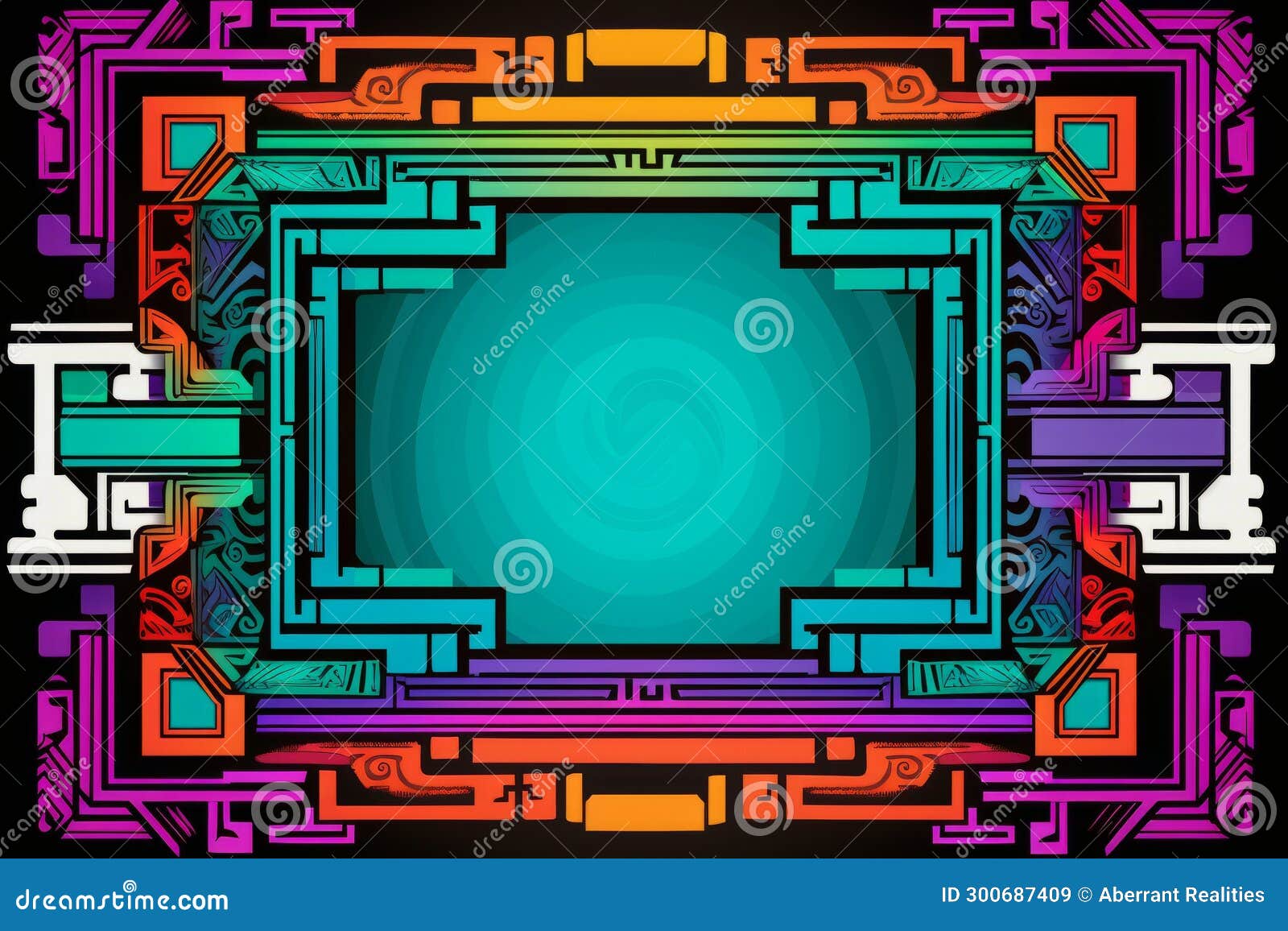A Colorful Abstract Frame on a Black Background Stock Illustration ...