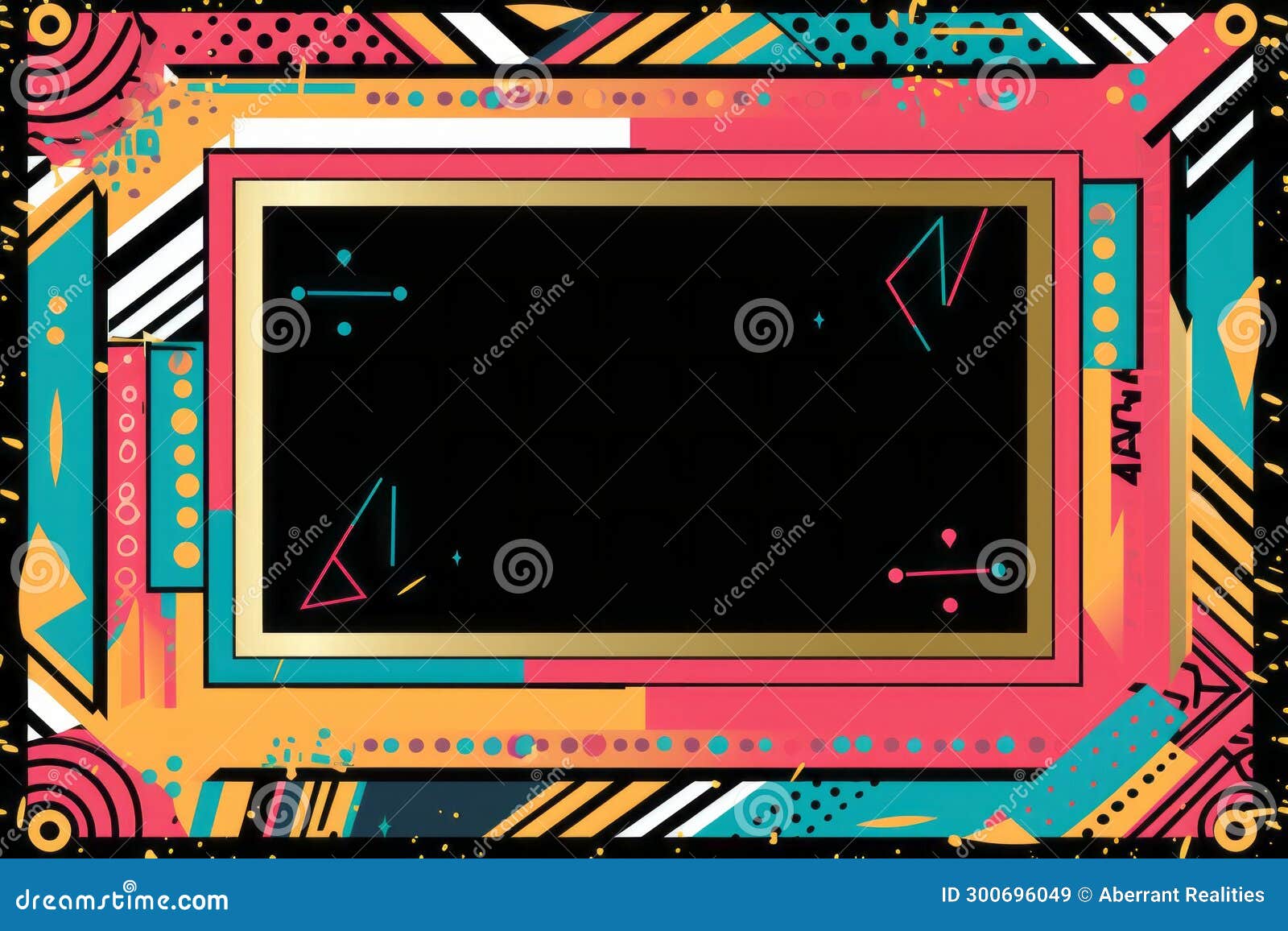 Colorful Abstract Frame with Geometric Shapes on a Black Background ...