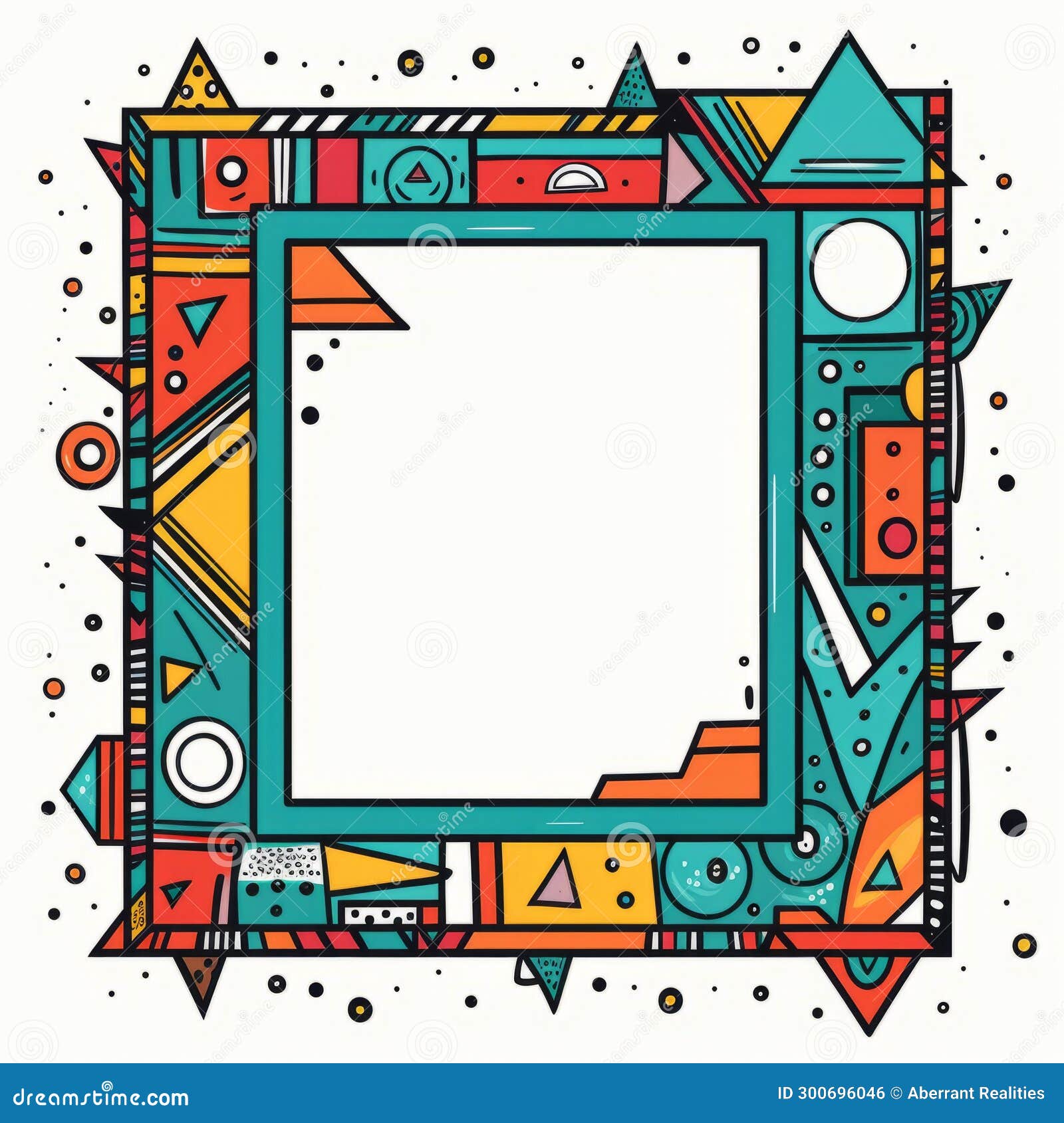 Colorful Abstract Frame with Geometric Shapes and Shapes on a White ...