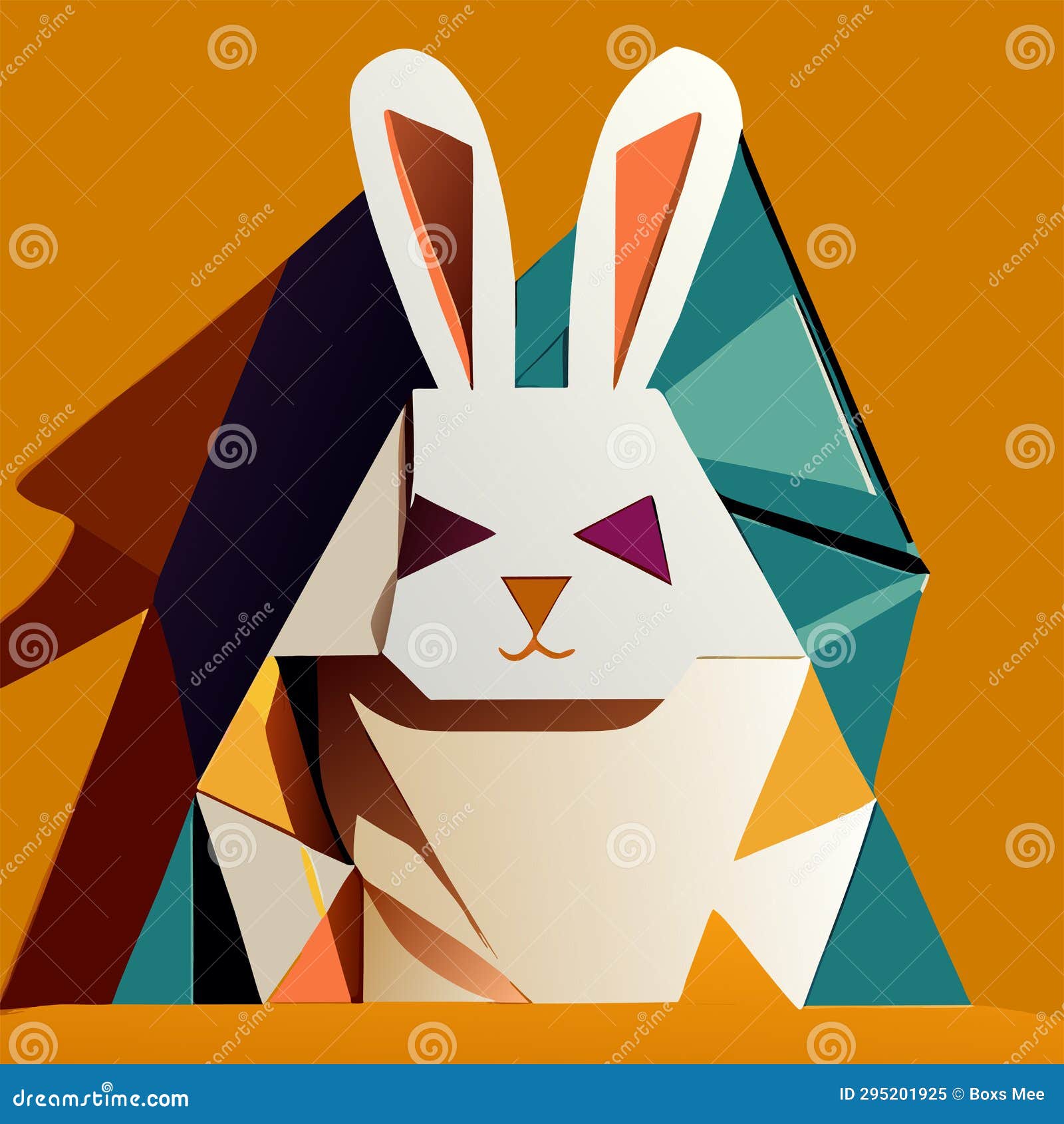 Colorful Abstract Geometric Background with a Rabbit Head. Vector ...