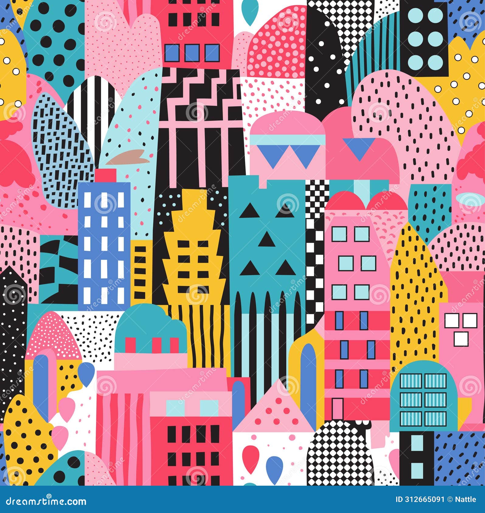 Colorful Abstract Geometric Cityscape Illustration Stock Illustration ...