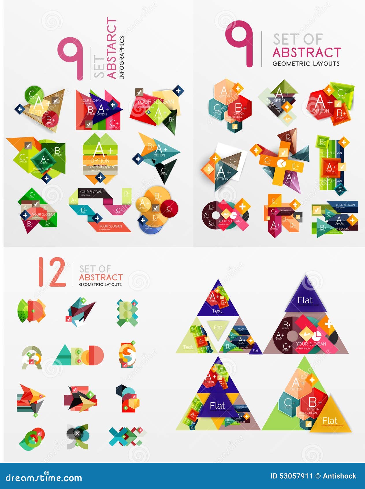 Colorful Abstract Geometric Layouts, Mega Stock Vector - Illustration ...