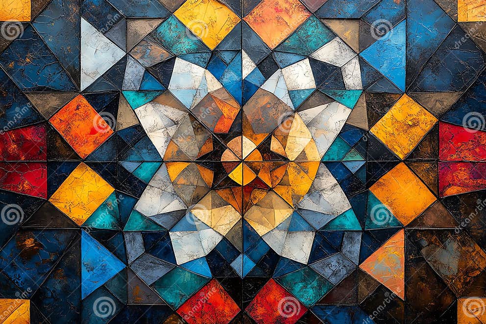 A Colorful Abstract Geometric Pattern with a Central Focus Point Stock ...