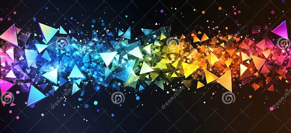 Colorful Abstract Geometric Shapes Explosion with Vibrant Triangles and ...