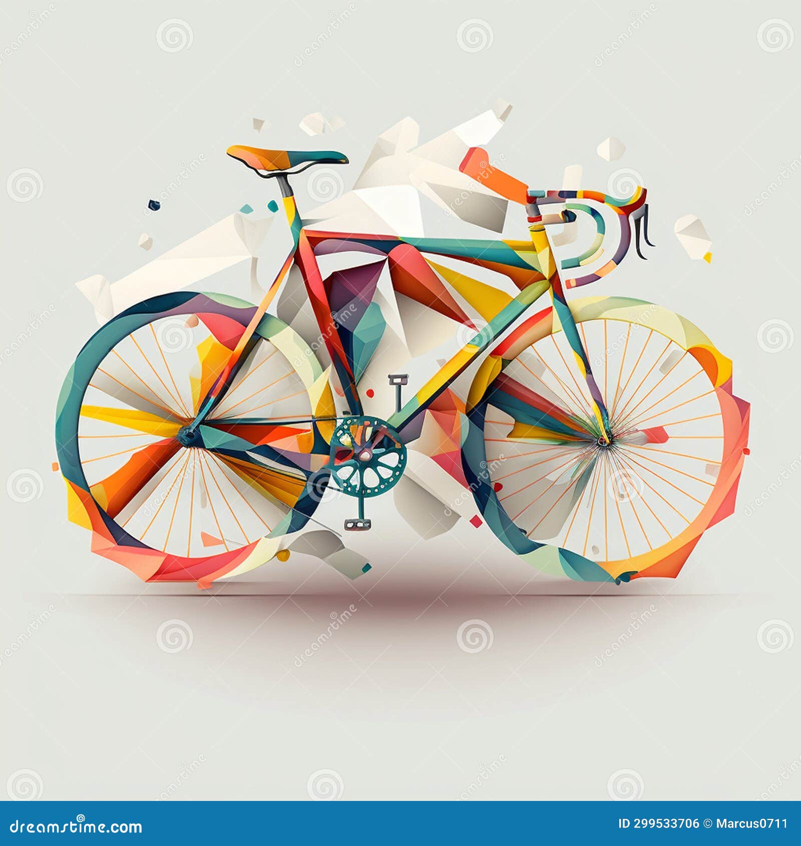 A Colorful, Abstract, Graphic Style of a Bicycle Stock Illustration ...