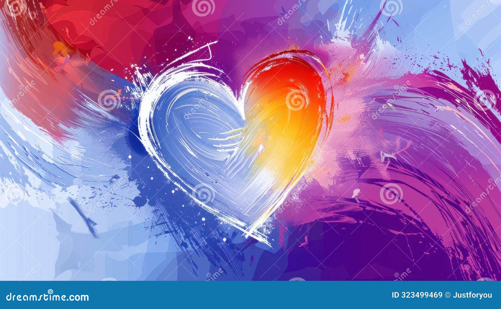 Colorful Abstract Heart Painting. Generative Ai Stock Illustration ...